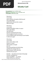 Identiry Card by Darwish | PDF