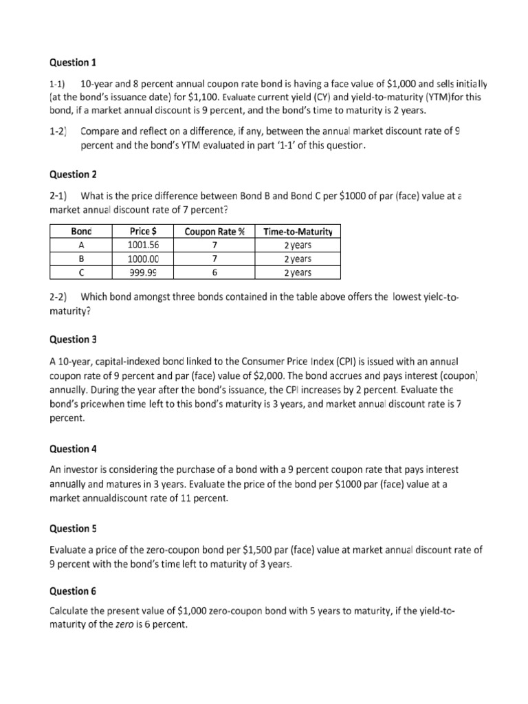 Practice Set 1 (Bonds) | PDF