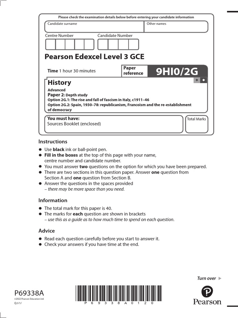 June 2022 QP - Paper 2G Edexcel History A-Level | PDF