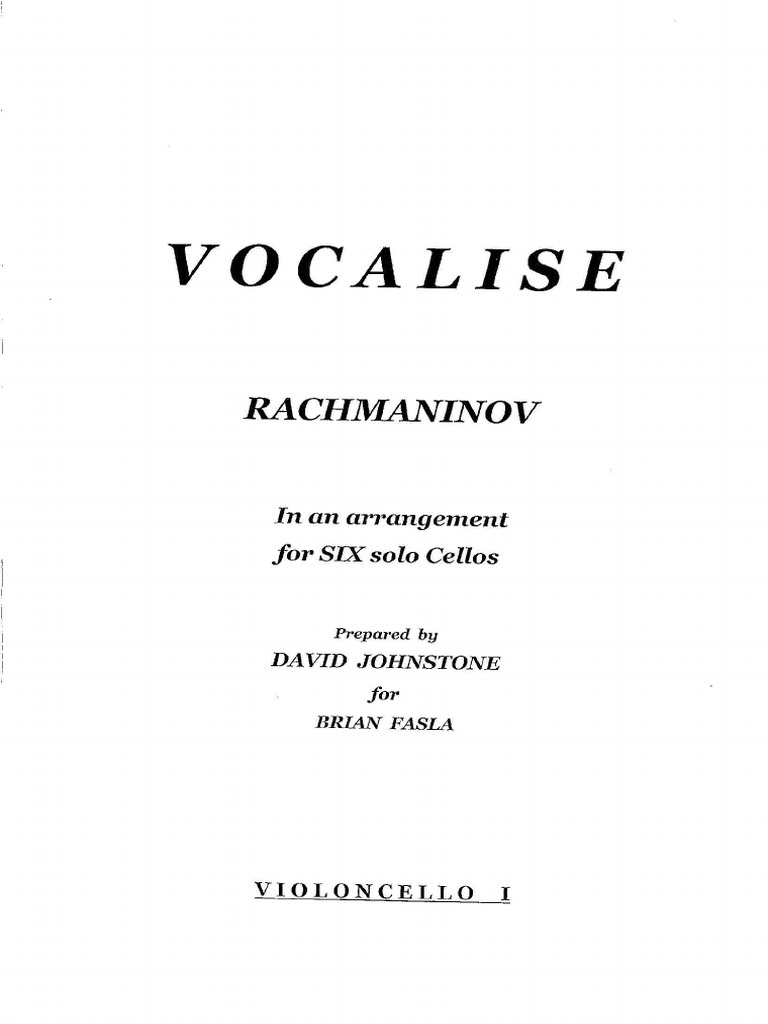 Rachmaninov-Vocalise-6 Cellos-Cello Parts 1 To 4 | PDF