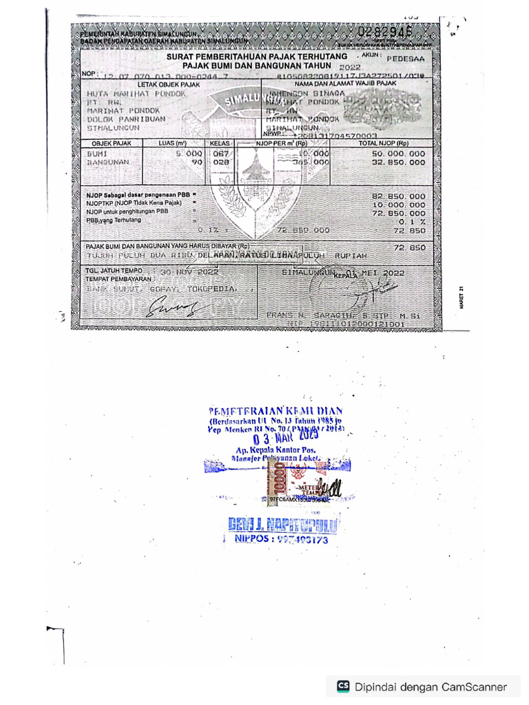 Pajak PBB 2022 | PDF