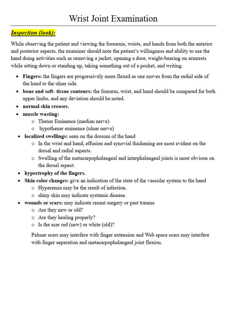 Lab 4 - Wrist Examination | PDF | Anatomical Terms Of Motion | Hand