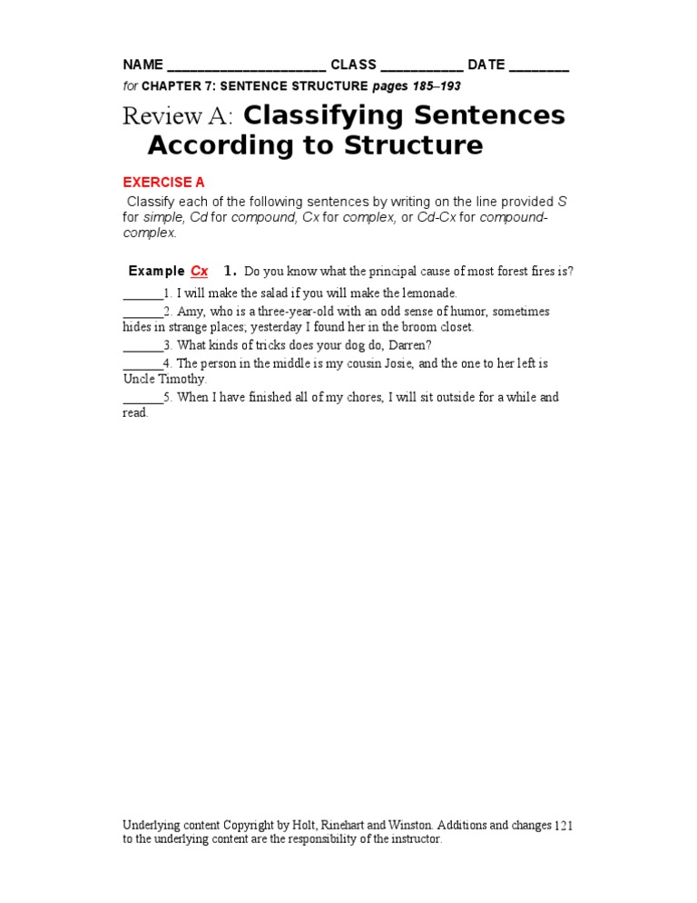 Classifying Sentence Structure | PDF