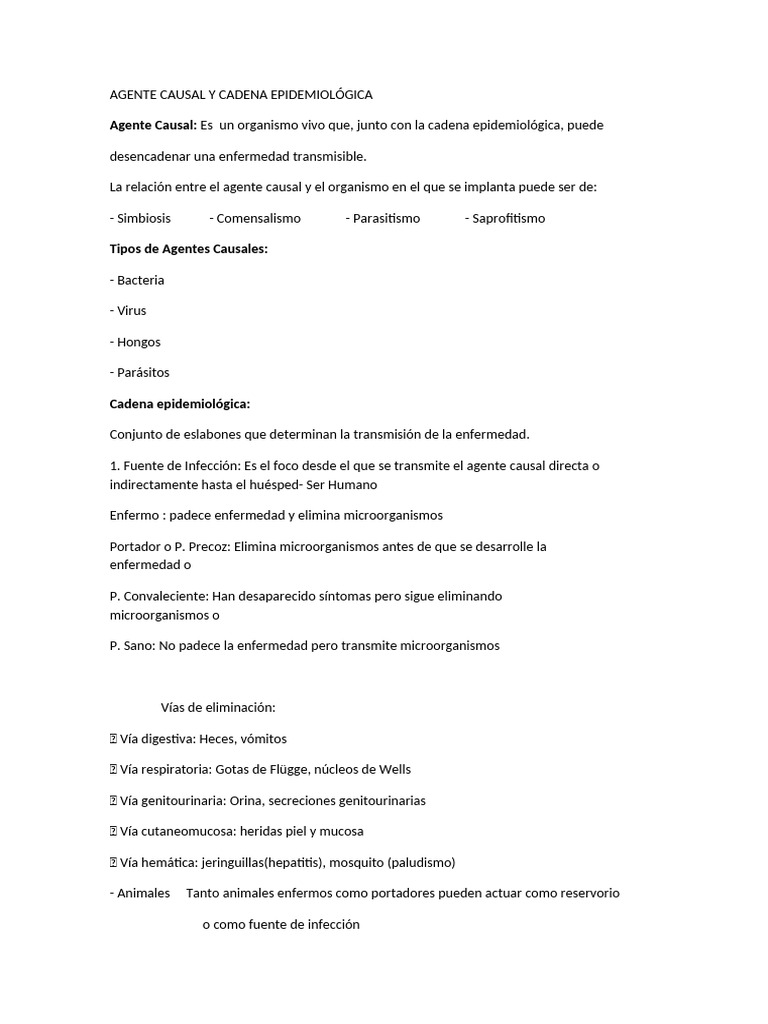 Agente Causal y Cadena Epidemiologica | PDF
