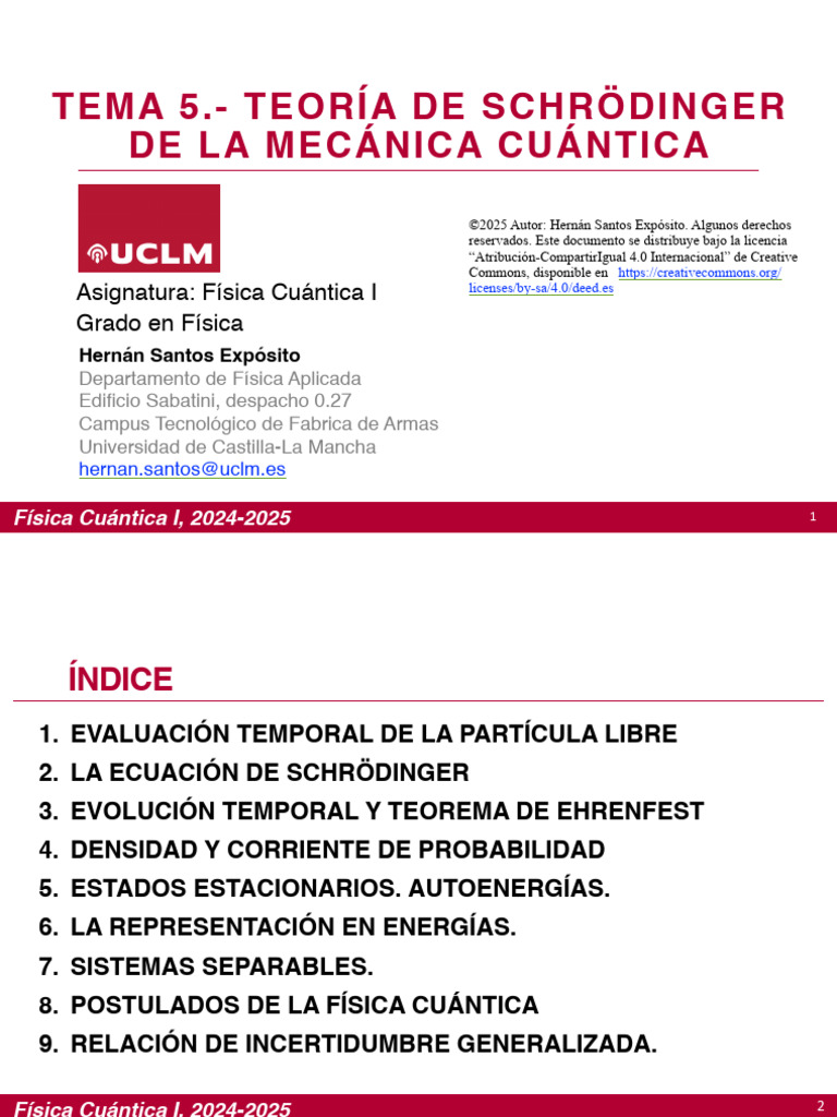 Tema 5 | PDF | Mecánica cuántica | Hamiltoniano (Mecánica Cuántica)