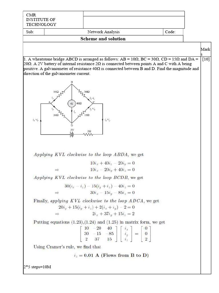 IAT-I Question Paper With Solution of BEC304 Network Analysis Nov-2024-Nandini Rao, Keka ...
