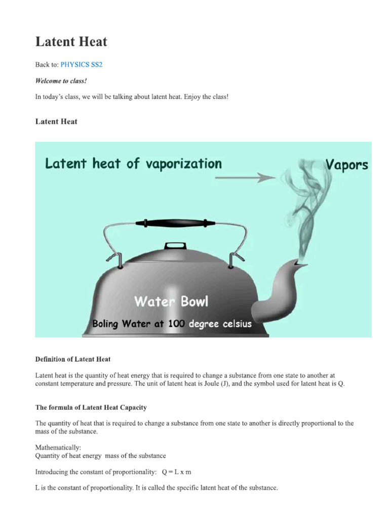 Latent Heat | PDF
