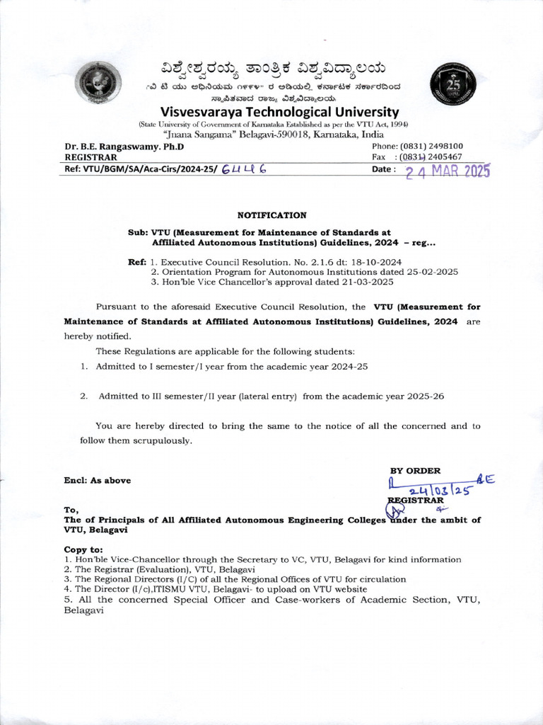 VTU Guidelines | PDF