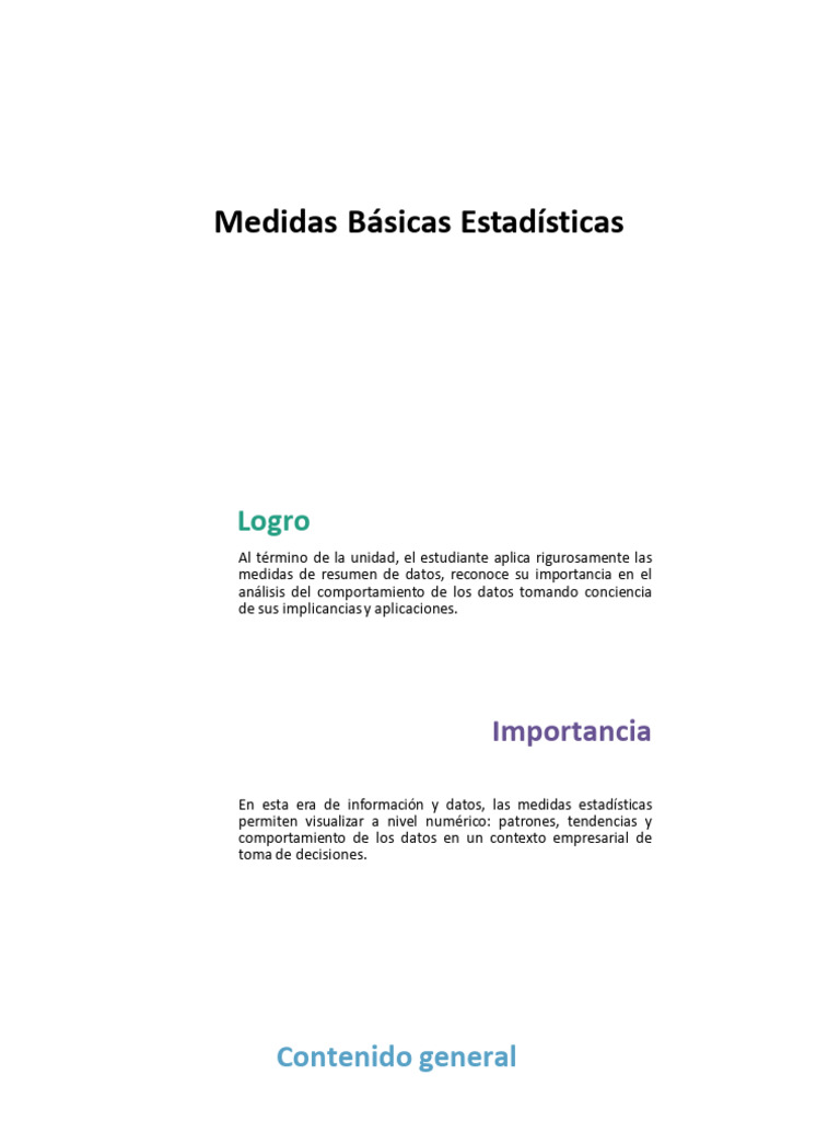 U2 - Medidas Basicas Estad-Sticas | PDF | Datos | Mediana