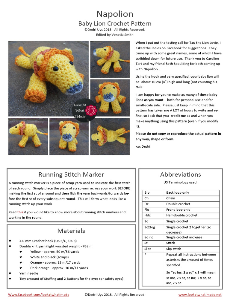Napolion Crochet Pattern Dedri Uys | PDF | Crochet | Textiles