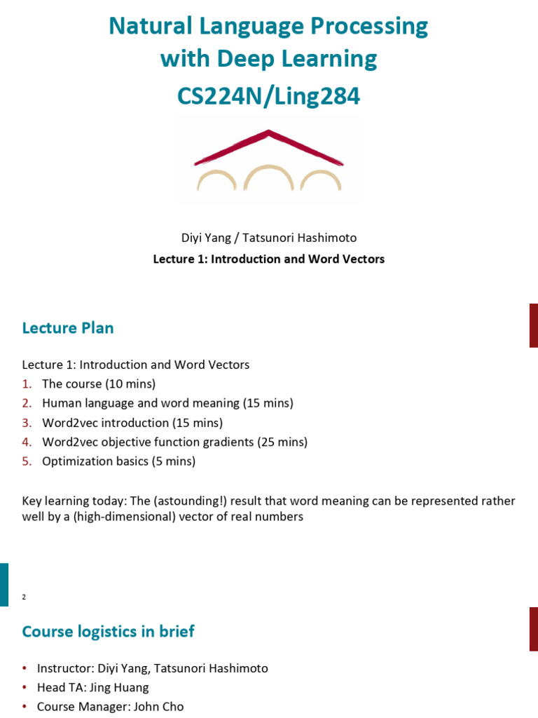 cs224n 2025 Lecture01 Wordvecs1 | PDF | Applied Mathematics