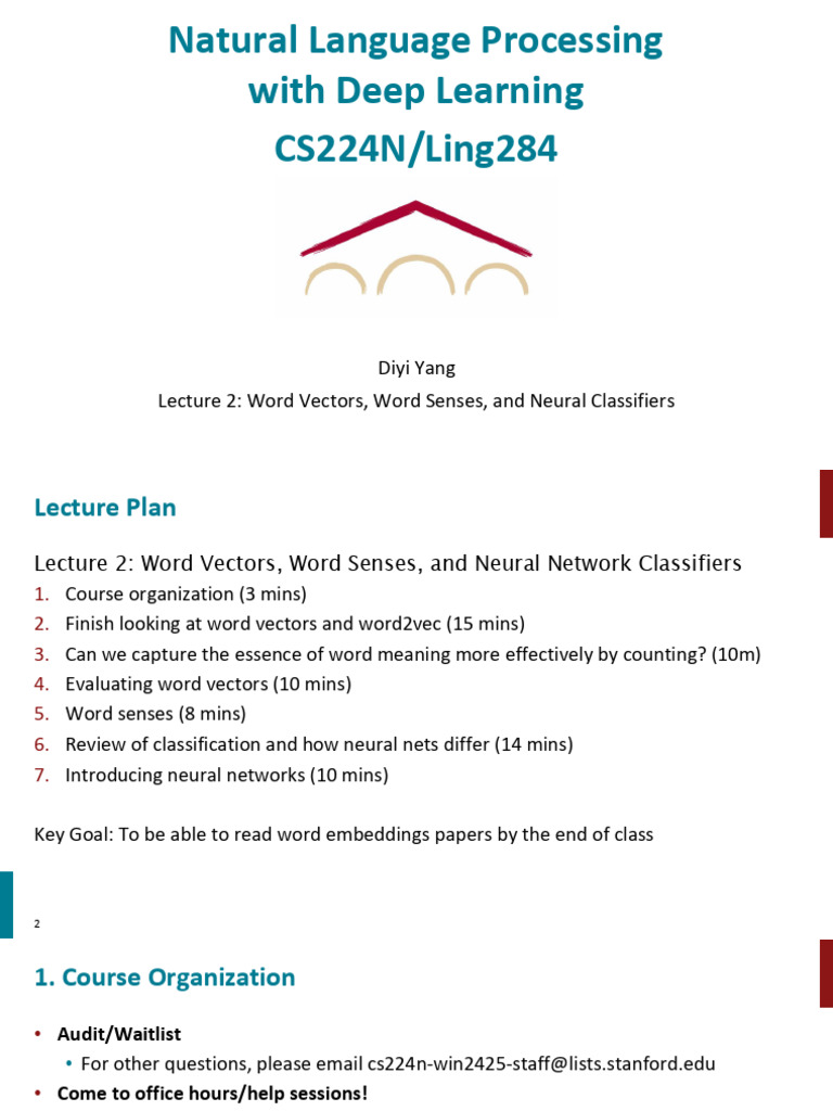 cs224n 2025 Lecture02 Wordvecs2 | PDF | Logistic Regression ...