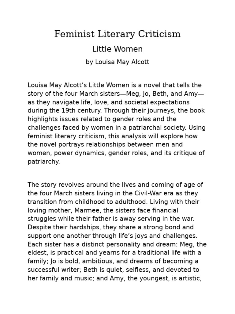 Feminist Literary Criticism | PDF | Little Women | Social Ideologies