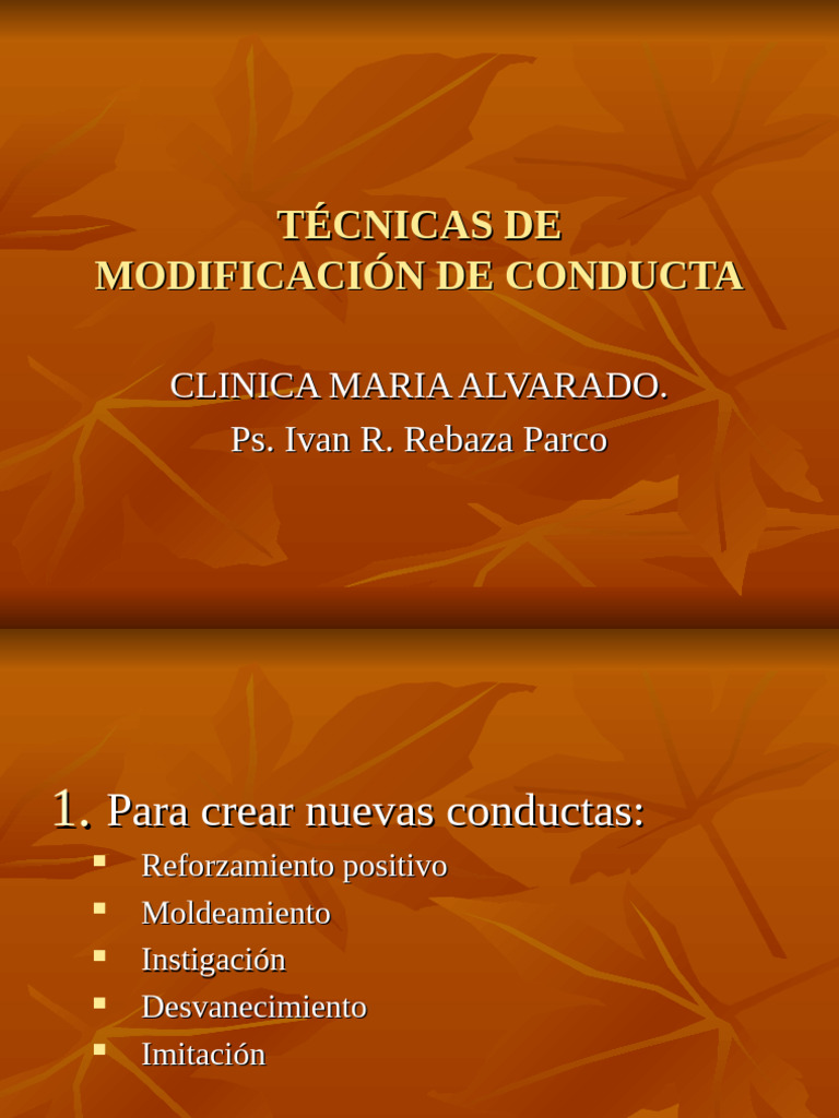 Tecnicas de Modificacion de Conducta | PDF | Reforzamiento | Modificación de comportamiento