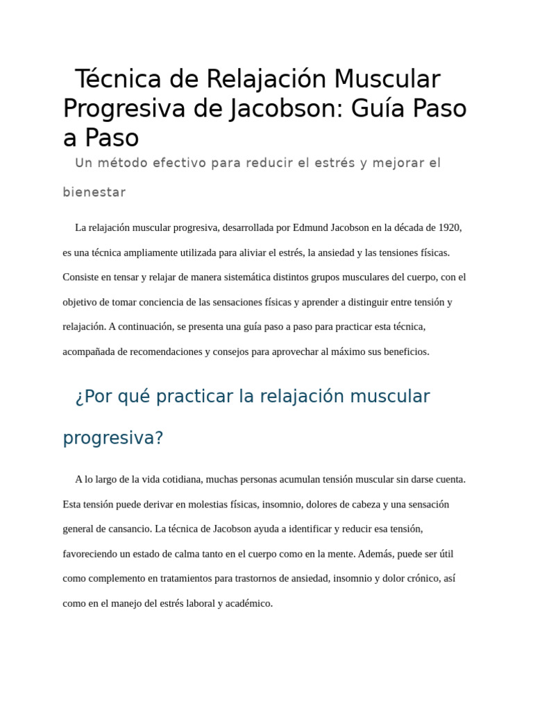 Guía de Relajación Muscular Progresiva | PDF