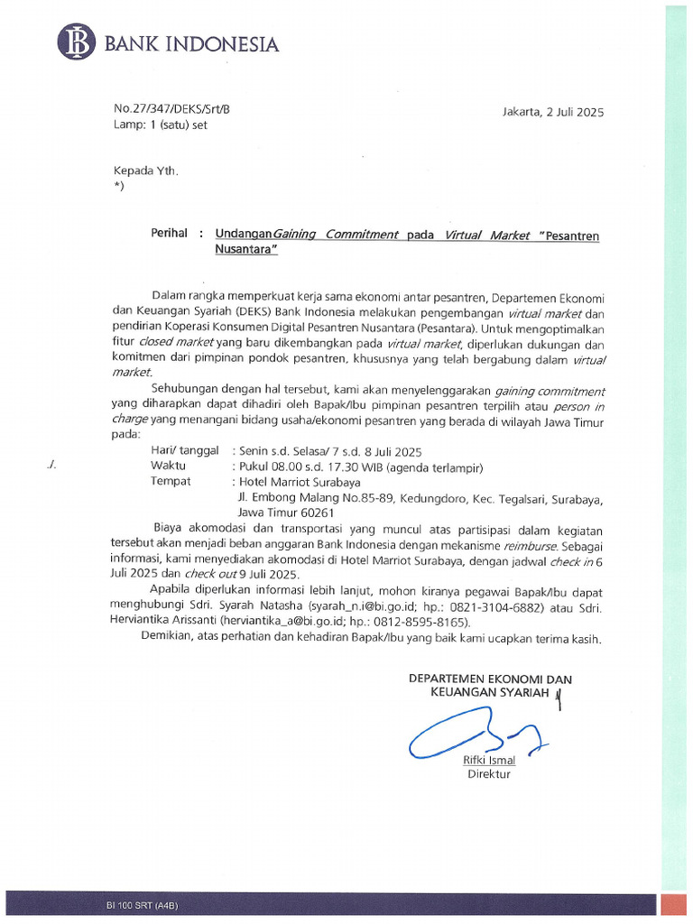 Undangan DEKS BI Jatim Juli 2025 | PDF