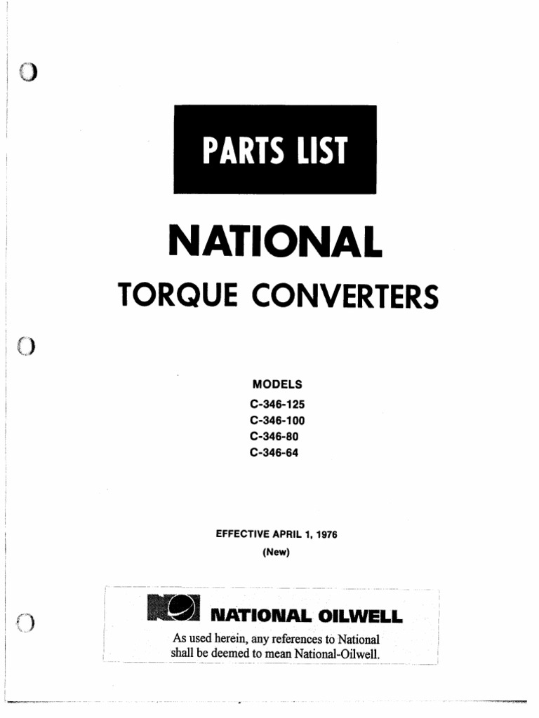 National c346 Parts List | PDF