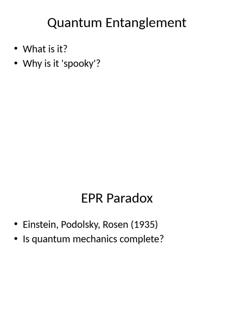 Quantum Entanglement and Spooky Action | PDF