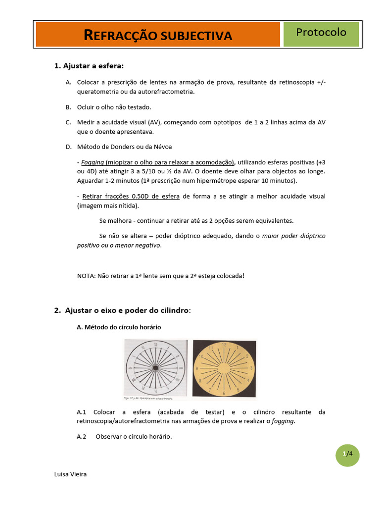 Protocolo de Refracção Subjectiva | PDF | Visão | Luz