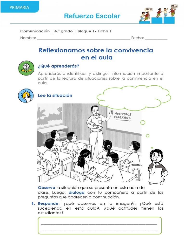Bloque 1 Ficha 1 | PDF | Salón de clases | Aprendizaje