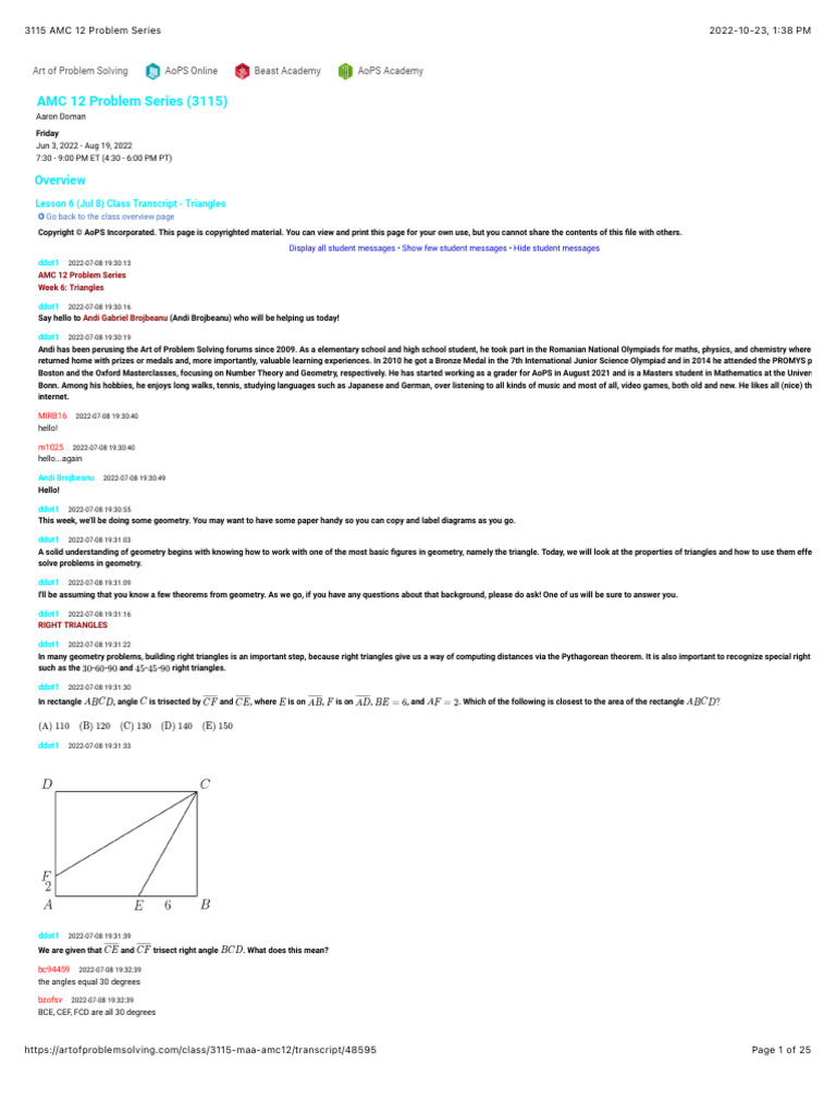 AMC 12 Geometry Problem Series | PDF | Trigonometric Functions ...