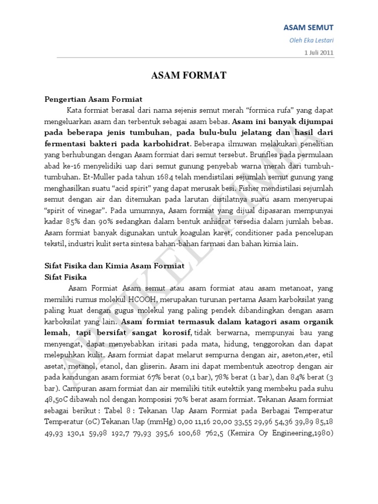 Asam Format | PDF | Sains & Matematika | Teknologi & Rekayasa