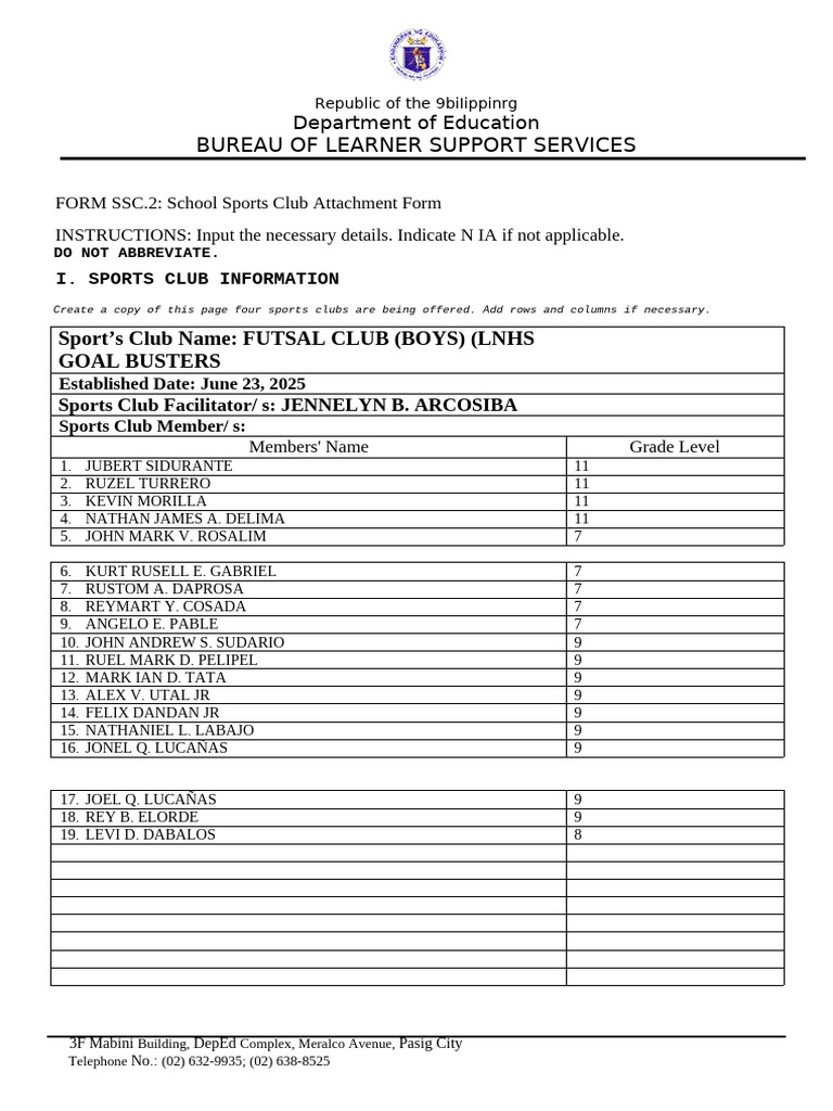 Futsal Club Registration Form 2025 | PDF | Chess Theory | Chess