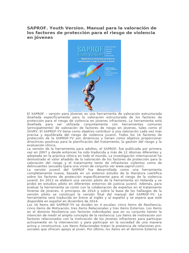 SAPROF | PDF | Resiliencia psicológica | Violencia
