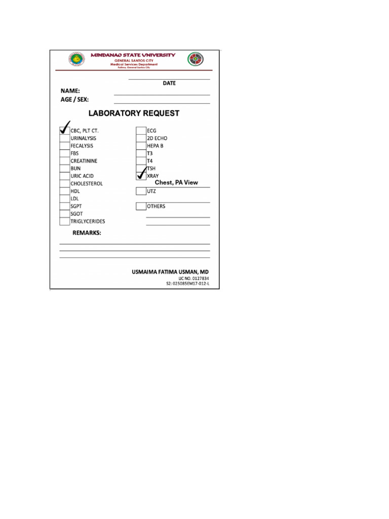 Laboratory Request | PDF