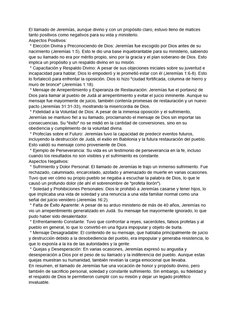 Parte 2 Llamado de Jeremías | PDF | Jeremías | Sufrimiento