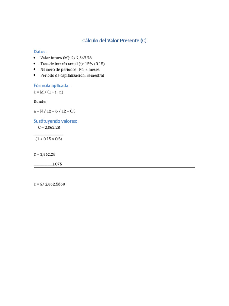 Calculo Valor Presente | PDF