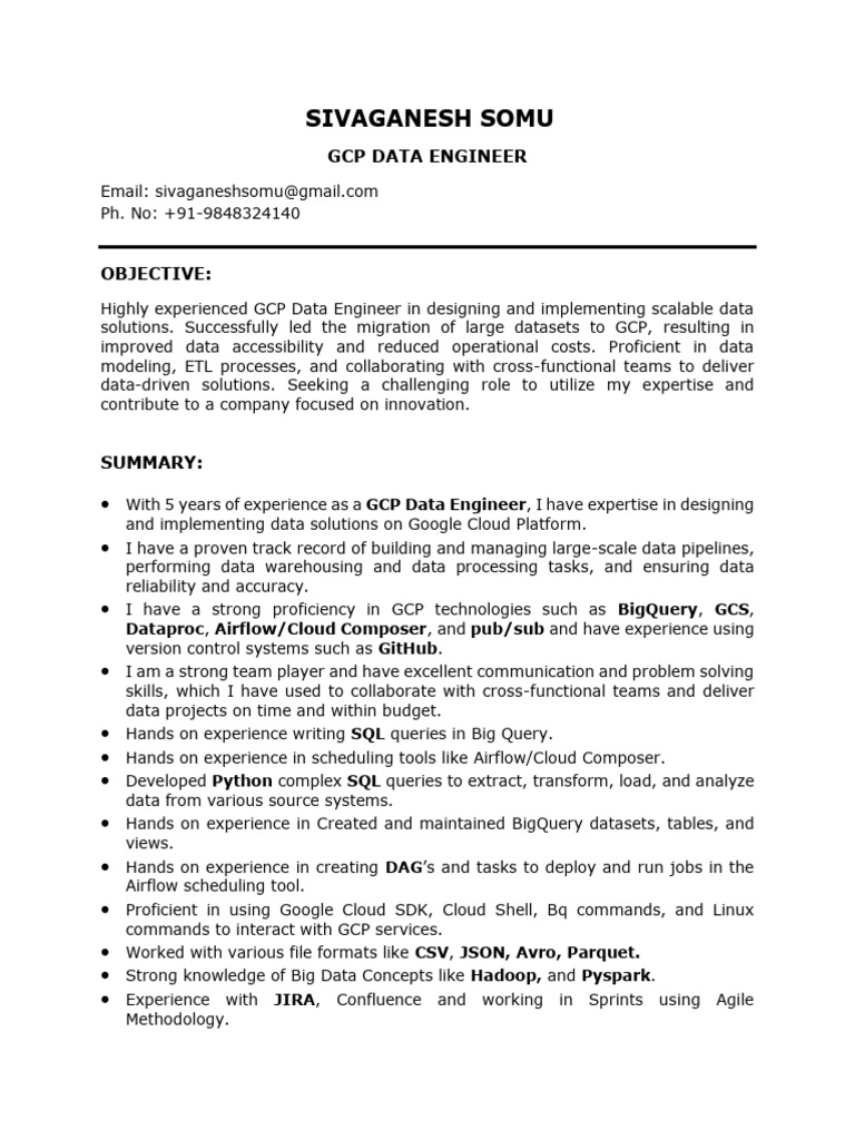 Sivaganeshsomu GCP Big Query Hyderabad | PDF | Data | Cloud Computing