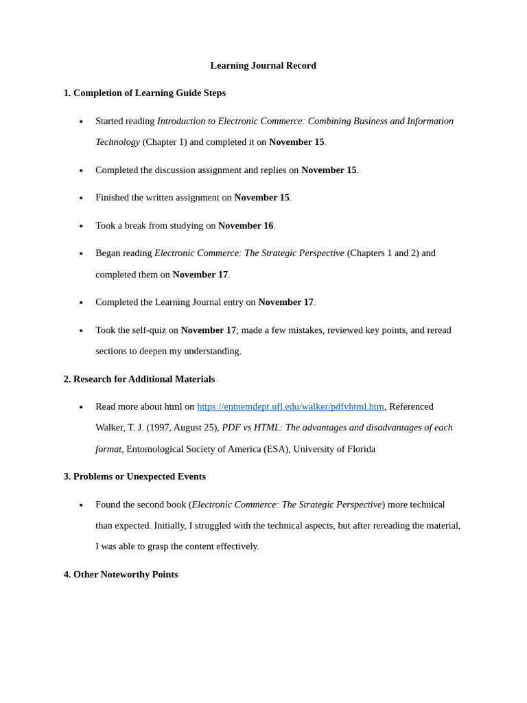 Learning Journal Record | PDF