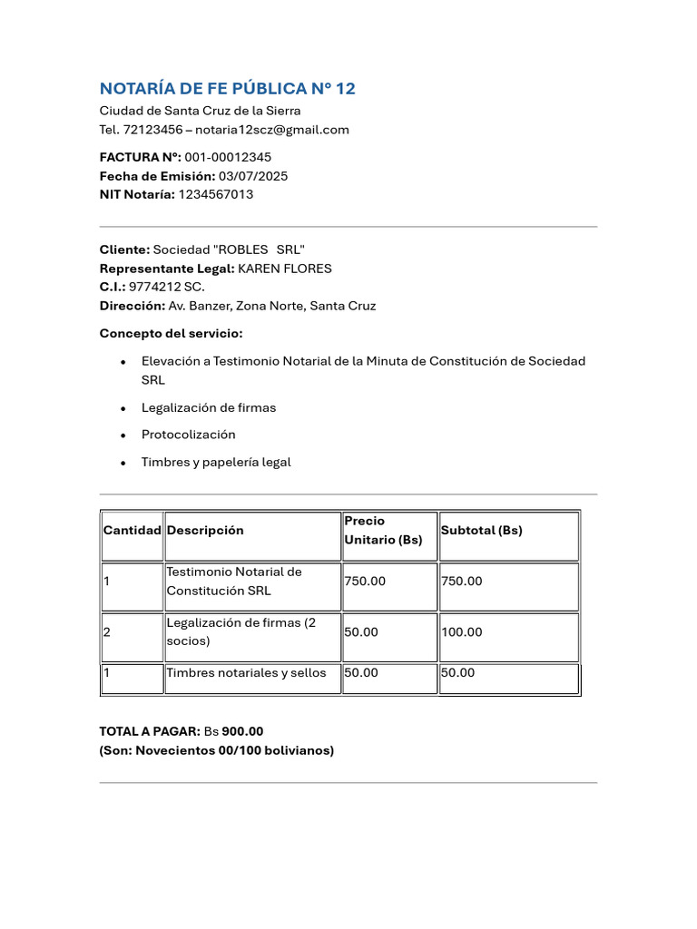 Factura de Notaria | PDF
