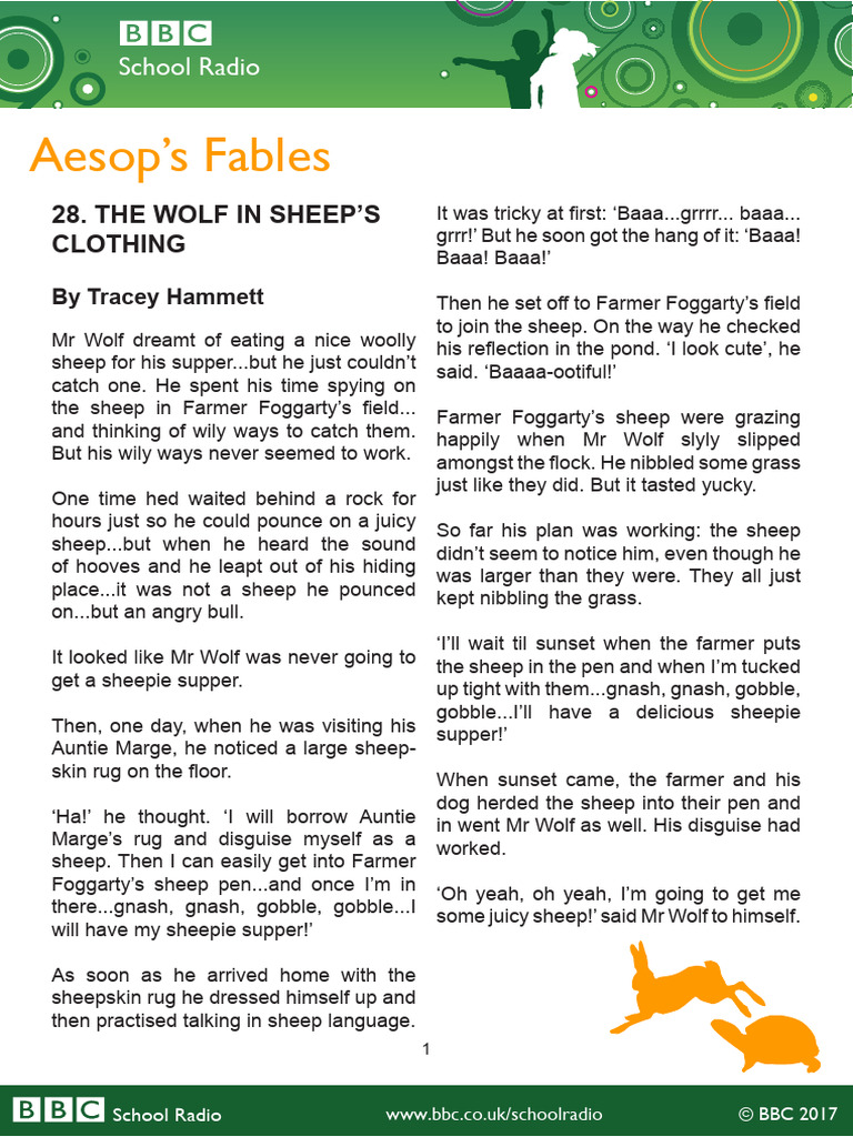 The Wolf in Sheep's Clothing Story | PDF | Sheep | Zoology