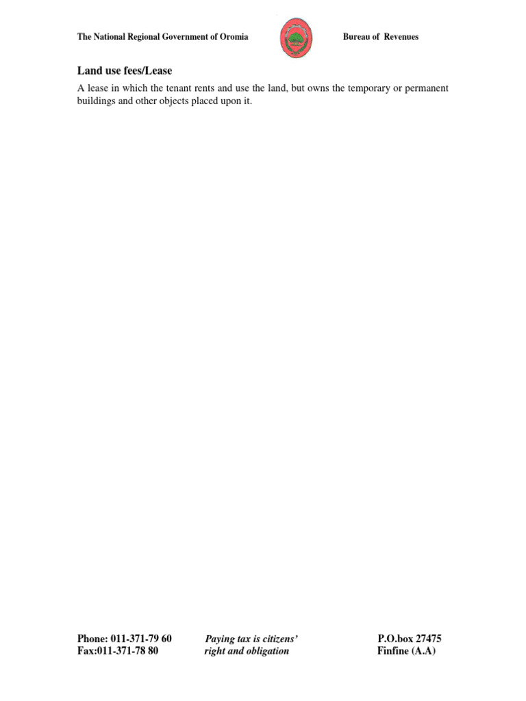Oromia Land Use Fees and Lease Guide | PDF