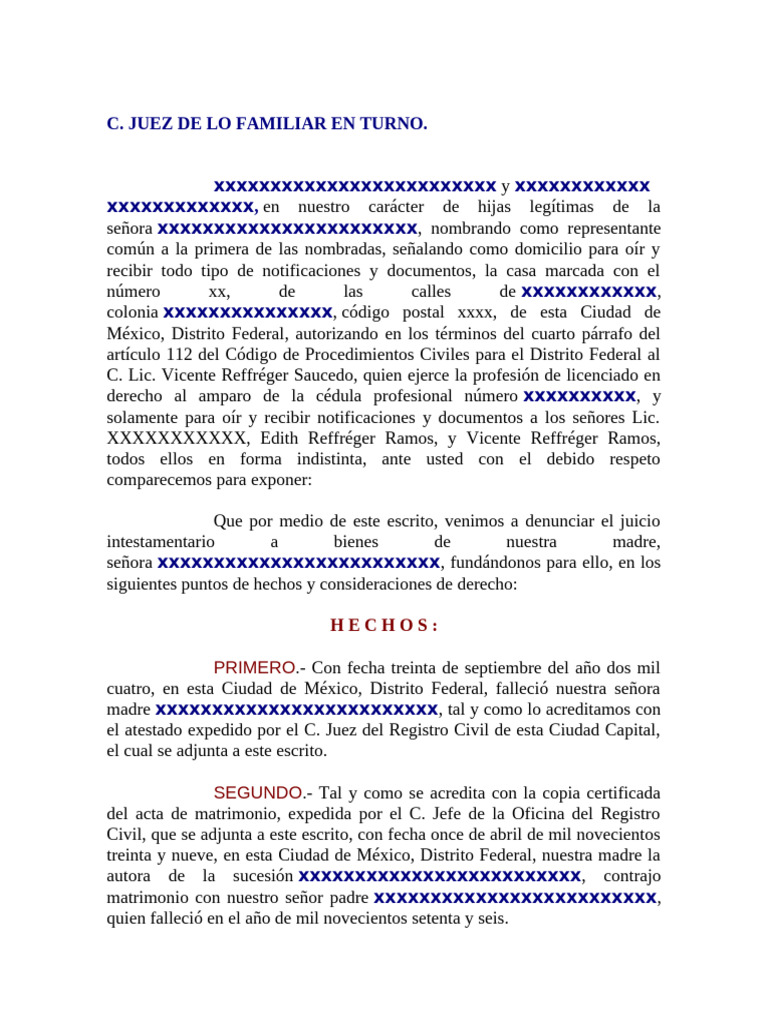 Machote Intestamentario 3 | PDF | Justicia | Crimen y violencia