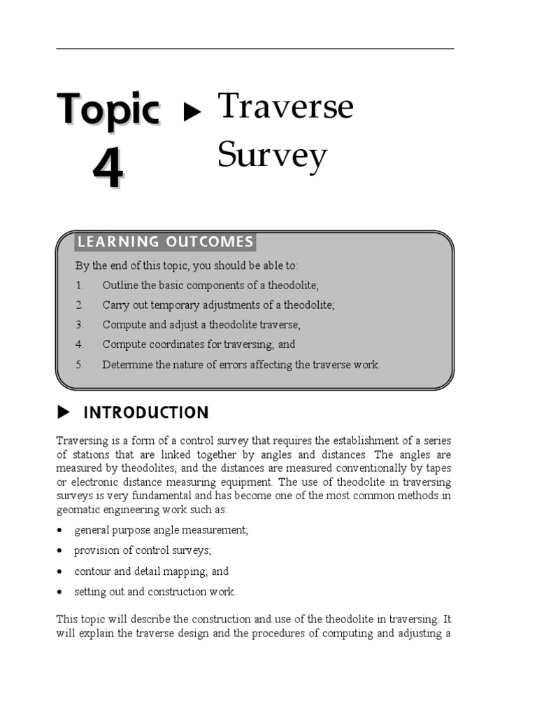 Traverse Survey Pdf Surveying Angle