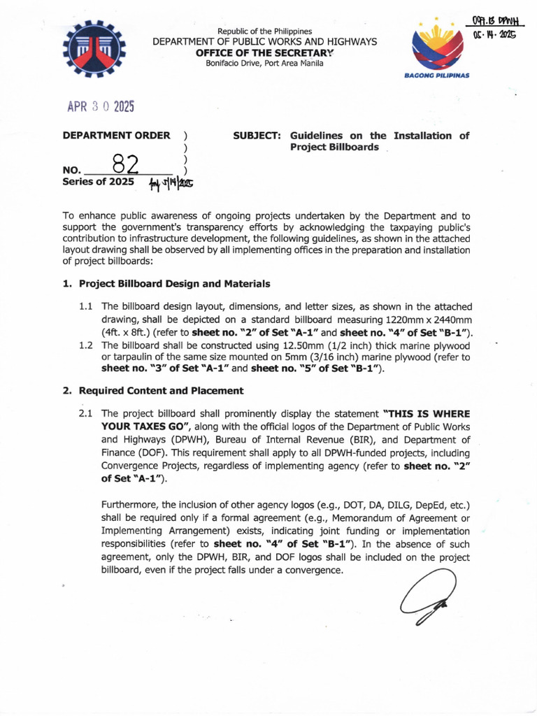 s2025 DO - 082 - Guidelines On The Installation of Project Billboards ...