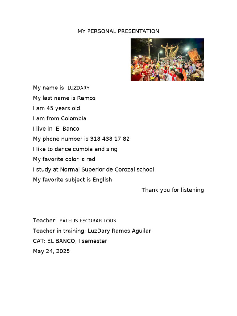 My Personal Presentation | PDF