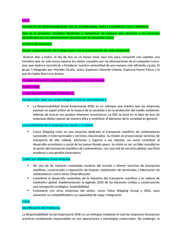 Proyecto RSE de Cosco Shipping en Chancay | PDF | Responsabilidad ...