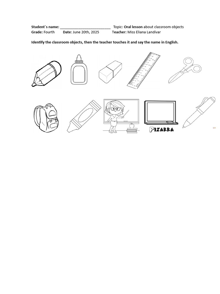 Lesson Oral Classroom Objects | PDF