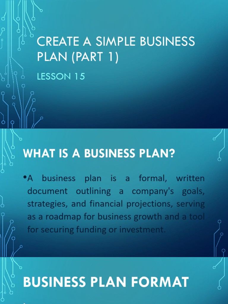 Simple Business Plan Guide Part 1 | PDF