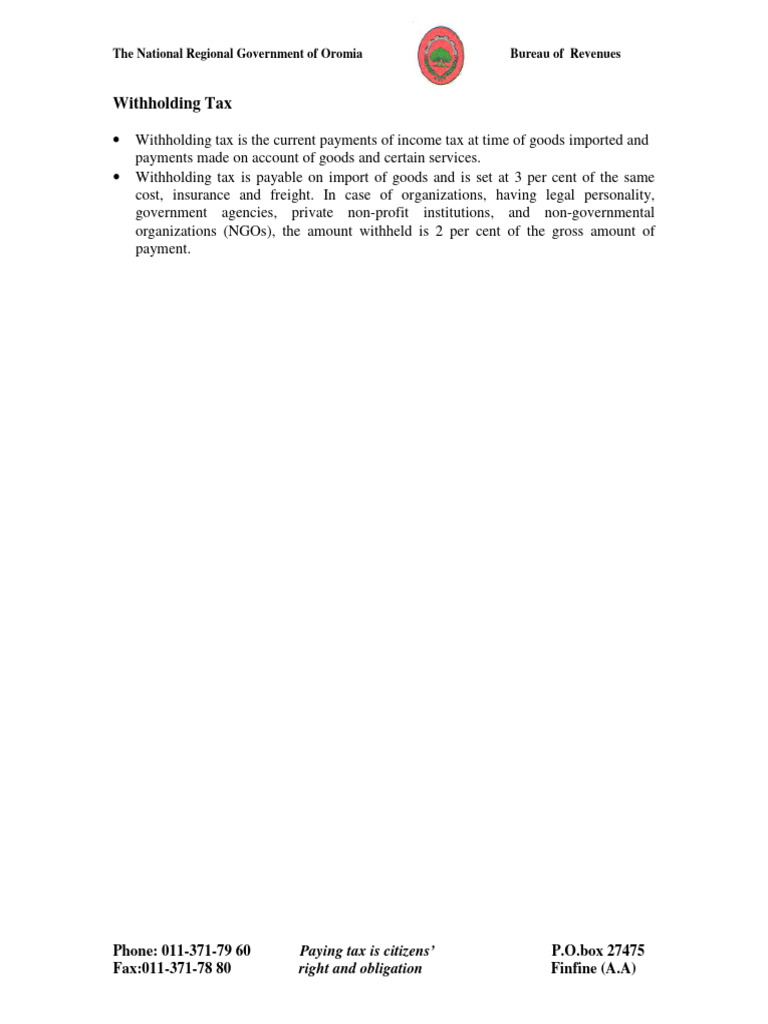 Withholding Tax | PDF