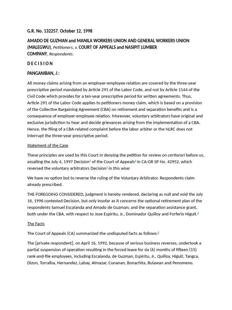 De Guzman vs. Court of Appeals Ruling | PDF | Statute Of Limitations ...