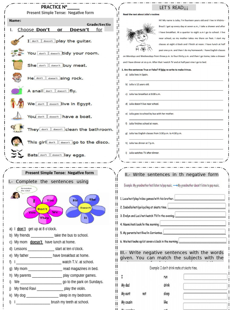 Practice Dont Doesnt | PDF