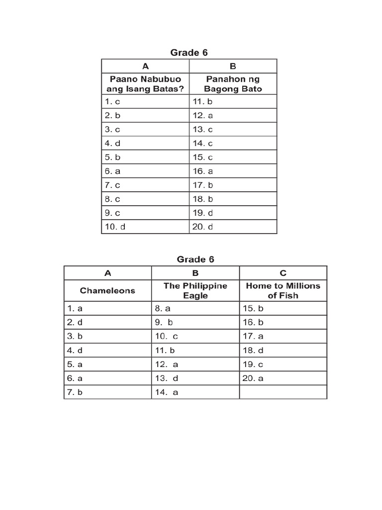 GST Grade 6 Key | PDF