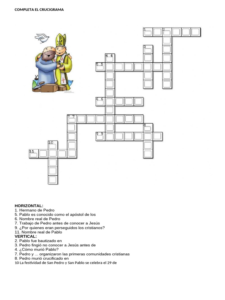 Crucigrama San Pedro y San Pablo | PDF