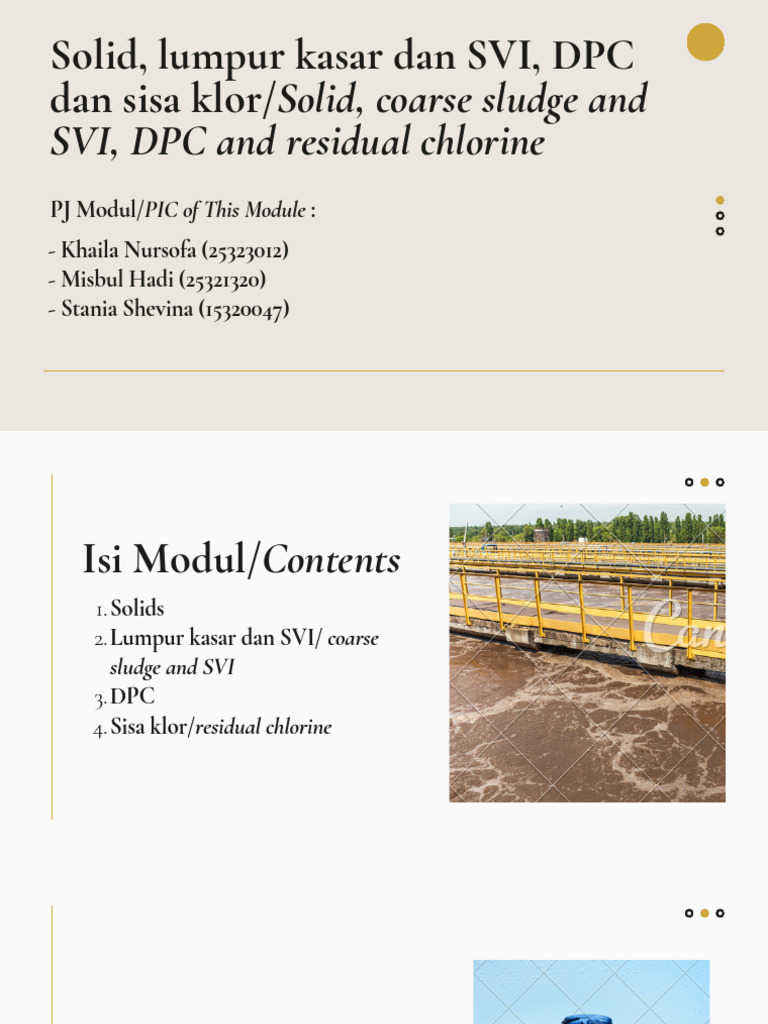 Modul 5 - Solid, Lumpur Kasar Dan SVI, DPC Dan Sisa Klor | PDF | Transparent Materials ...