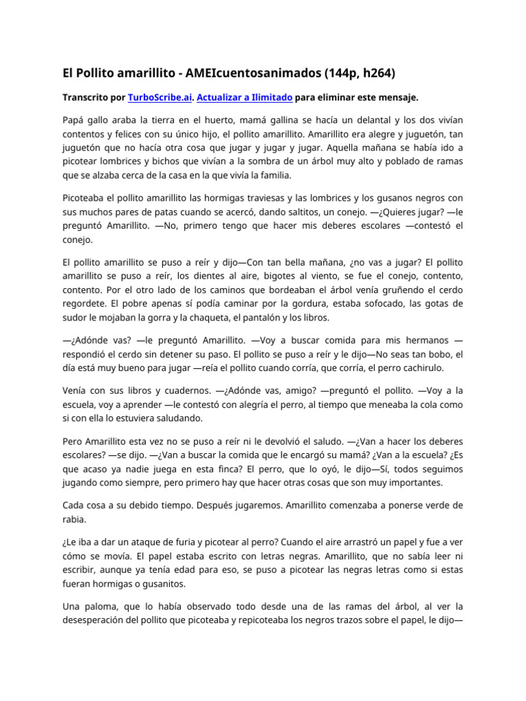 El Pollito Amarillito - AMEIcuentosanimados (144p, h264) | PDF